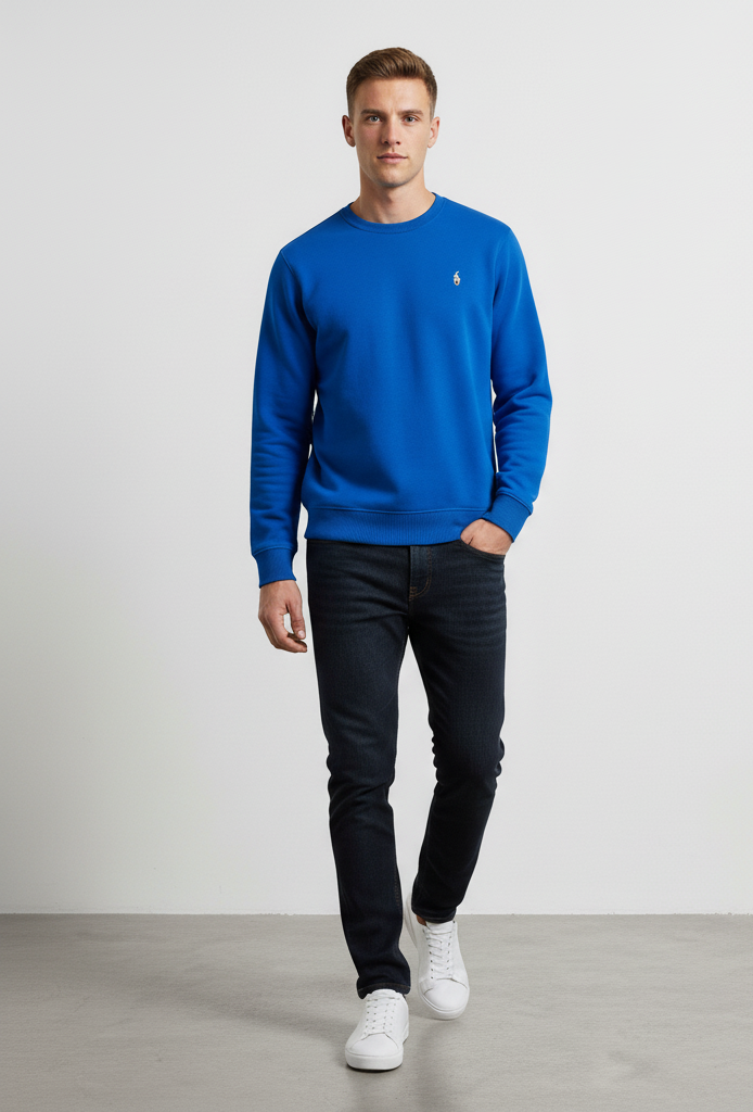 Polo Ralph Lauren Classic Fit Crewneck Sweatshirt in Bright Blue ...