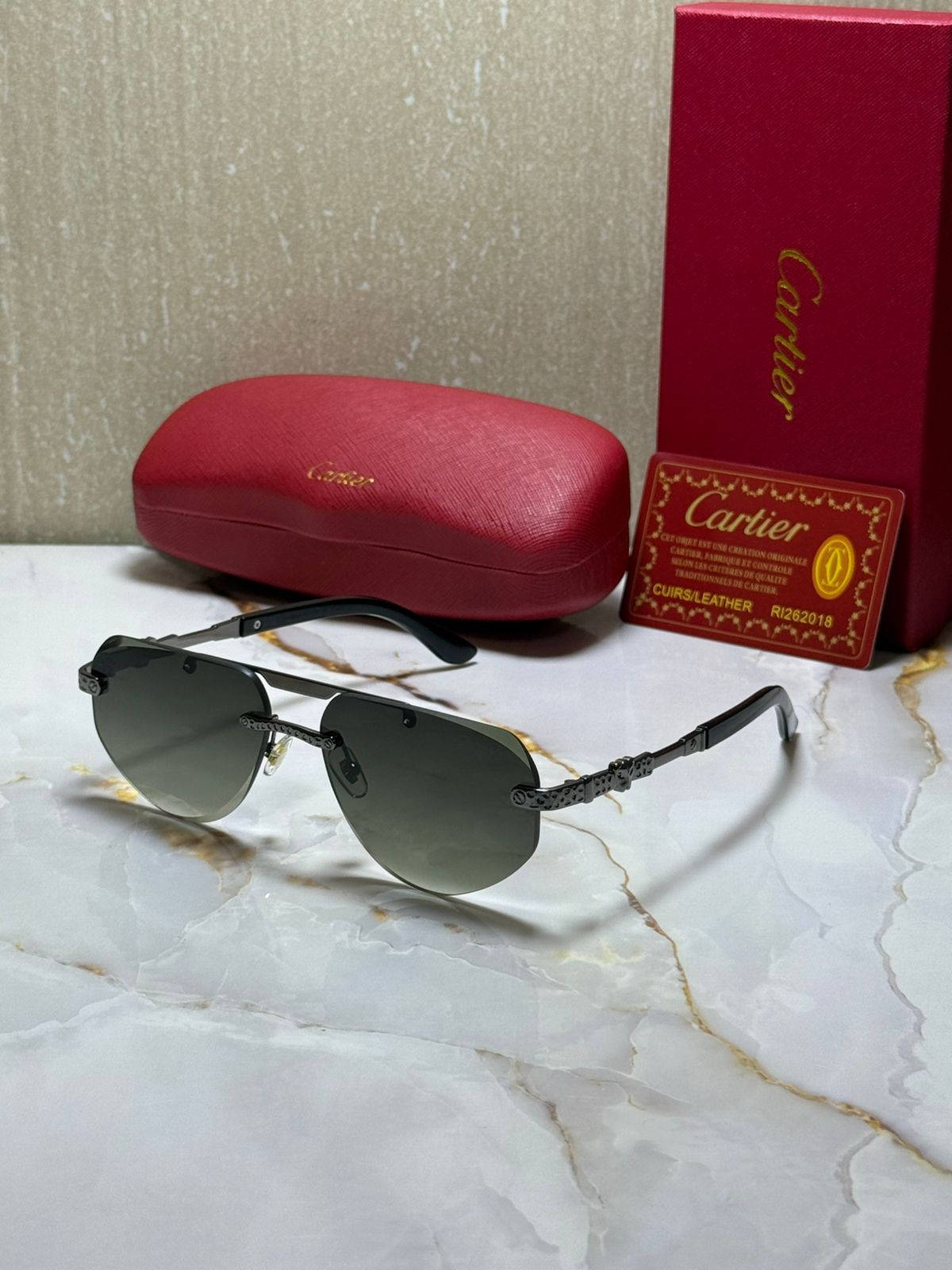 CARTIER Mystic Jet Luxe Ombre Sunglasses with Leather Case – Brand Drops